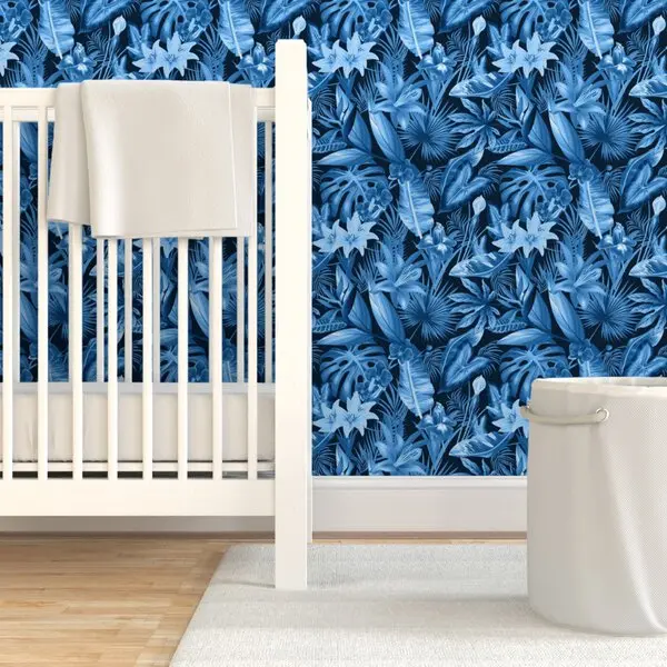 Spoonflower Bright Flowers Forest Fantasy Tropical Custom Pre-pasted Wallpaper