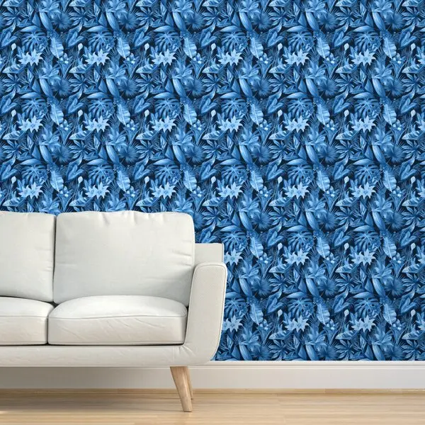 Spoonflower Bright Flowers Forest Fantasy Tropical Custom Pre-pasted Wallpaper