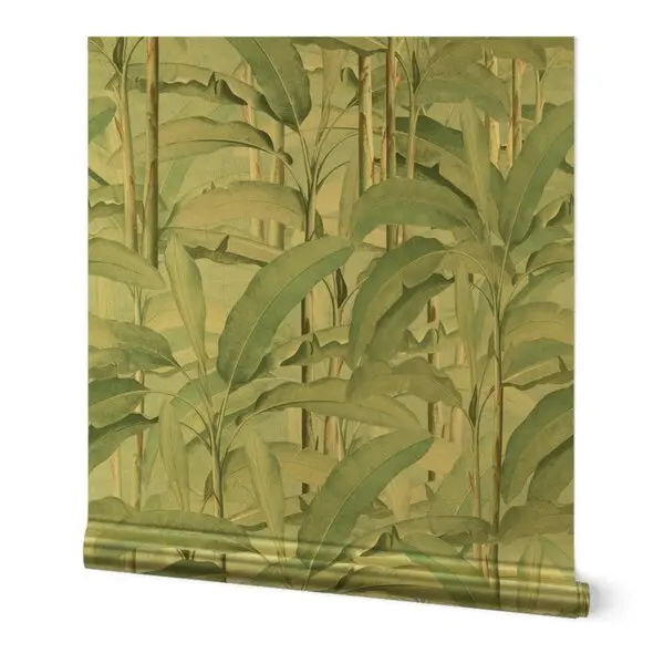 Spoonflower Leaf Palm Tropical Leaves Custom Removable Wallpaper