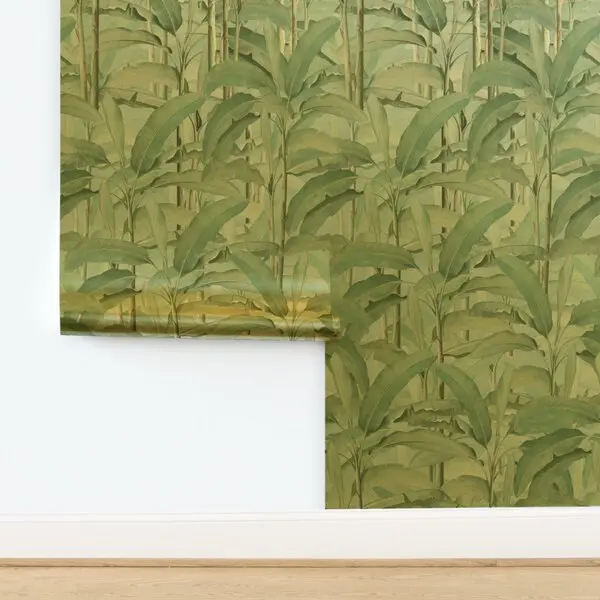Spoonflower Leaf Palm Tropical Leaves Custom Removable Wallpaper