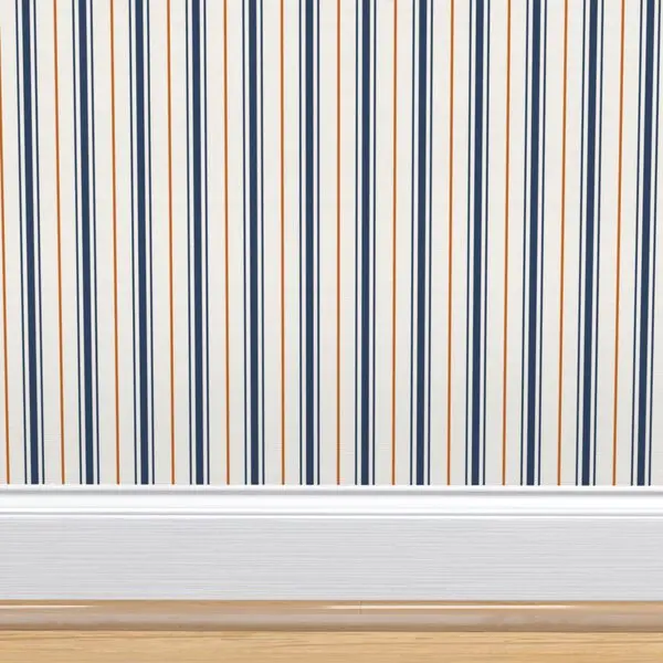 Spoonflower Navy Orange Stripe 100% Natural Sisal Grasscloth Wallcovering