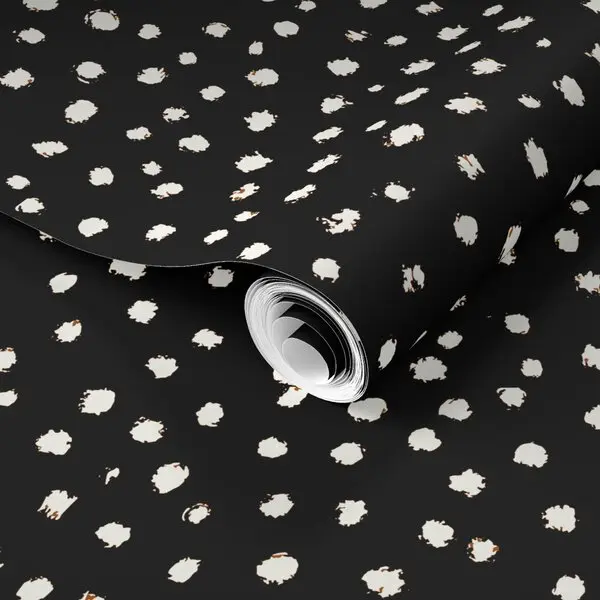 Spoonflower Black White Deer Modern Polka Dot Traditional Wallpaper - Black,white,gray