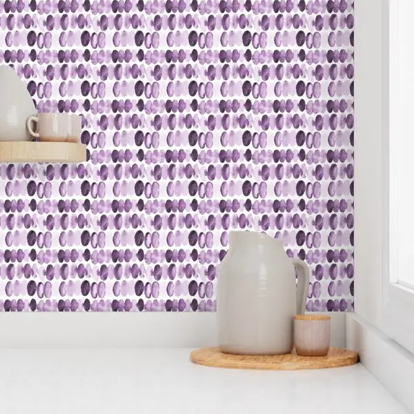 Spoonflower Lilac Lavender Watercolor Abstract Custom Removable Wallpaper - Purple