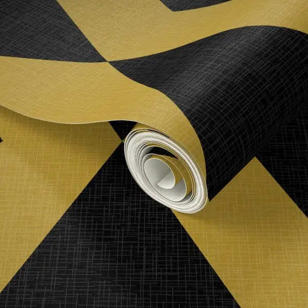 Spoonflower Diamond Geek Argyle Bold Graphic Diamonds Mustard Custom Removable Wallpaper - Black,yellow,brown