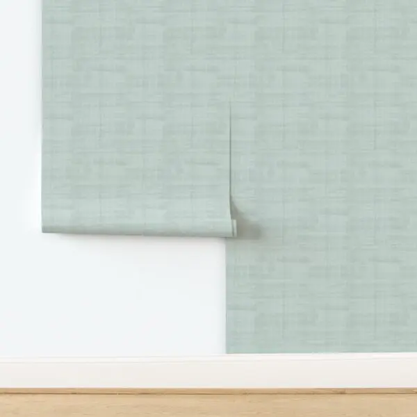 Spoonflower Sage Coordinate Solid Texture Seafoam Blue Custom Pre-pasted Wallpaper