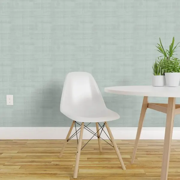 Spoonflower Sage Coordinate Solid Texture Seafoam Blue Custom Pre-pasted Wallpaper