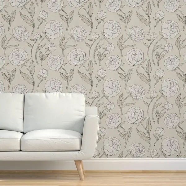 Spoonflower Neutral Botanical Jumbo 100% Natural Sisal Grasscloth Wallcovering