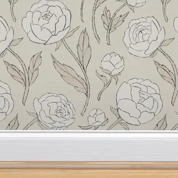 Spoonflower Neutral Botanical Jumbo 100% Natural Sisal Grasscloth Wallcovering