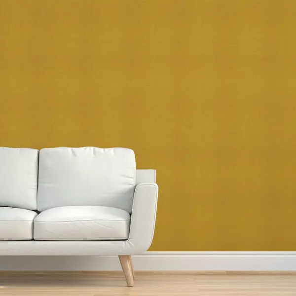 Spoonflower Mustard Linen Texture 100% Natural Sisal Grasscloth Wallcovering