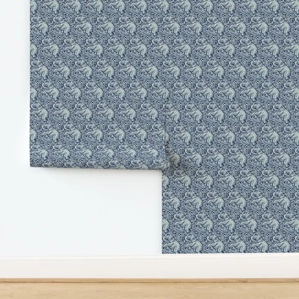 Spoonflower Dancing Batik Tiny Elephant And White Custom Removable Wallpaper
