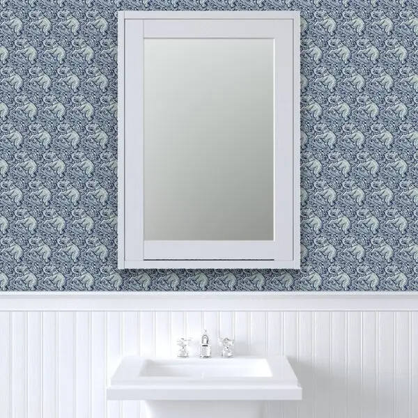 Spoonflower Dancing Batik Tiny Elephant And White Custom Removable Wallpaper