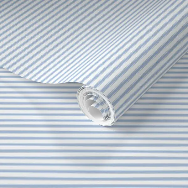 Spoonflower Stripes Beach And White Blueberry Cottage Traditional Wallpaper - Blue