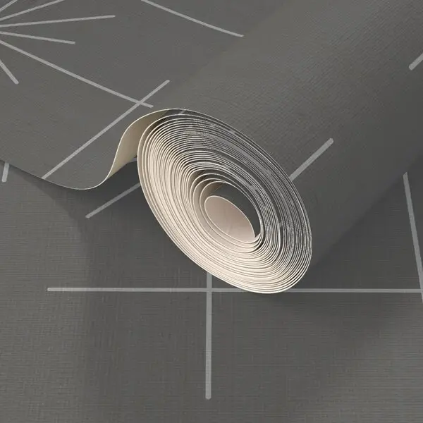 Spoonflower Orbs Starburst Dark Light Grays 100% Natural Sisal Grasscloth Wallcovering - Gray,grey