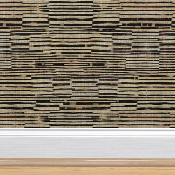Spoonflower Zebra Tribal Stripe Stagger Bw 100% Natural Sisal Grasscloth Wallcovering