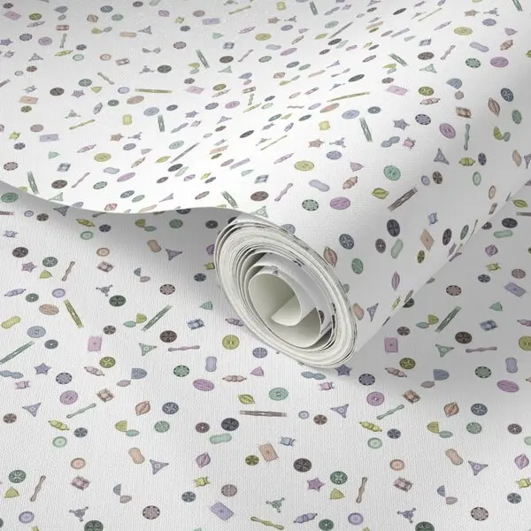 Spoonflower Nerd Science Microscopic Biology Microscope Custom Removable Wallpaper - Gray,green