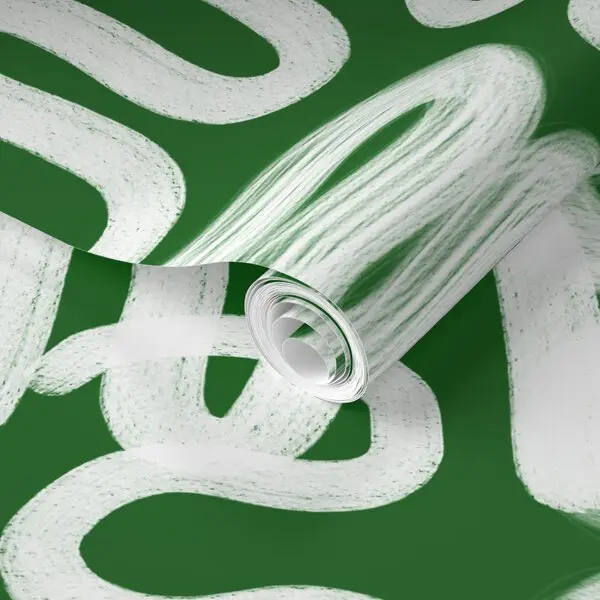 Spoonflower White Bright Emerald Green Punk Modern Abstract 100% Natural Sisal Grasscloth Wallcovering - Green,white