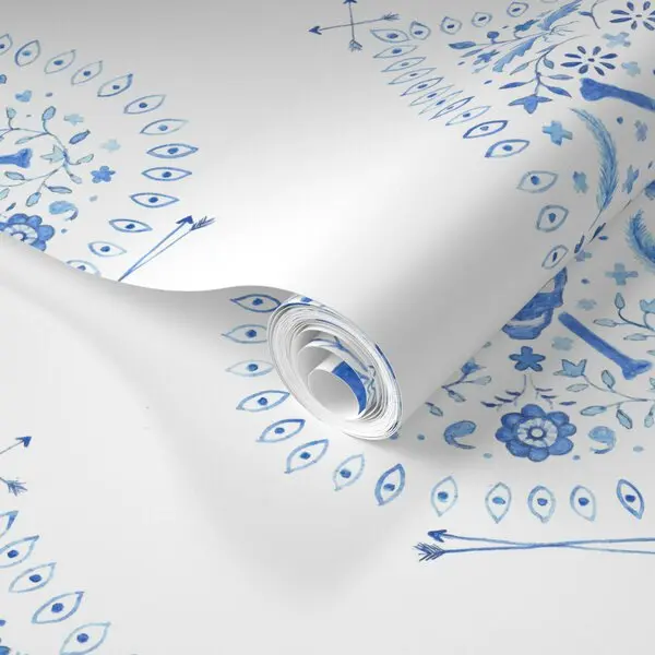 Spoonflower Paisley Skull Arrows Pirate Crossbones Boho Block Custom Removable Wallpaper