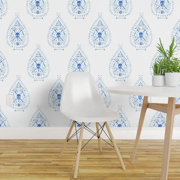 Spoonflower Paisley Skull Arrows Pirate Crossbones Boho Block Custom Removable Wallpaper