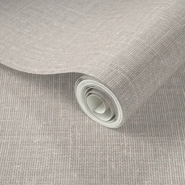 Spoonflower Woven Look Slub Natural Slubs Traditional Wallpaper - Gray,white
