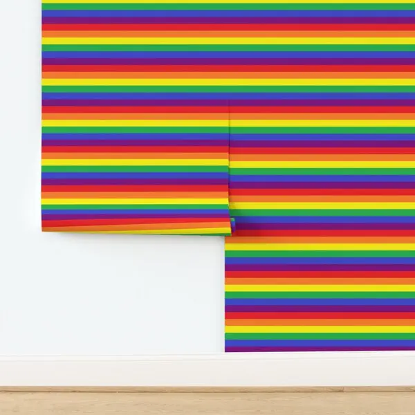 Spoonflower Pride Stripes Lgbt Gay Flag Striped Custom Removable Wallpaper