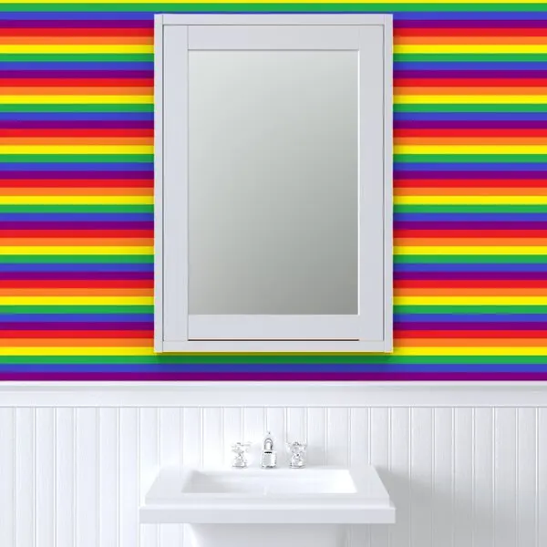 Spoonflower Pride Stripes Lgbt Gay Flag Striped Custom Removable Wallpaper