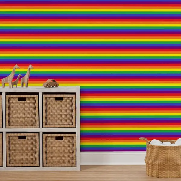 Spoonflower Pride Stripes Lgbt Gay Flag Striped Custom Removable Wallpaper
