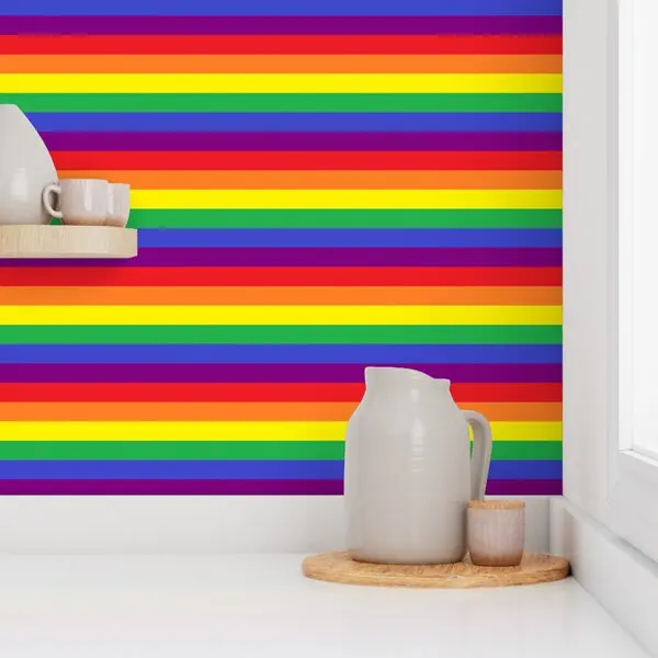 Spoonflower Pride Stripes Lgbt Gay Flag Striped Custom Removable Wallpaper