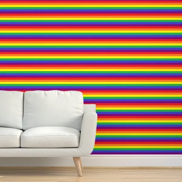 Spoonflower Pride Stripes Lgbt Gay Flag Striped Custom Removable Wallpaper