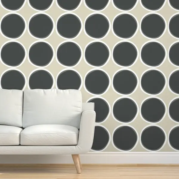 Spoonflower Geometric Charcoal Black Grey Gris Minimal Bold Traditional Wallpaper