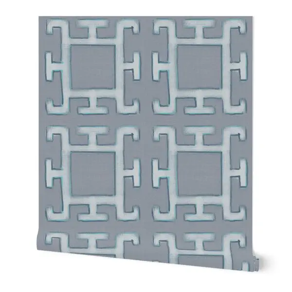 Spoonflower Carroll Blue 100% Natural Sisal Grasscloth Wallcovering - Gray,blue,grey