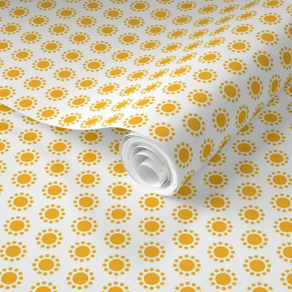 Spoonflower Sun Coordinates Honeycomb Zodiac Orange And Traditional Wallpaper - Beige,yellow,green