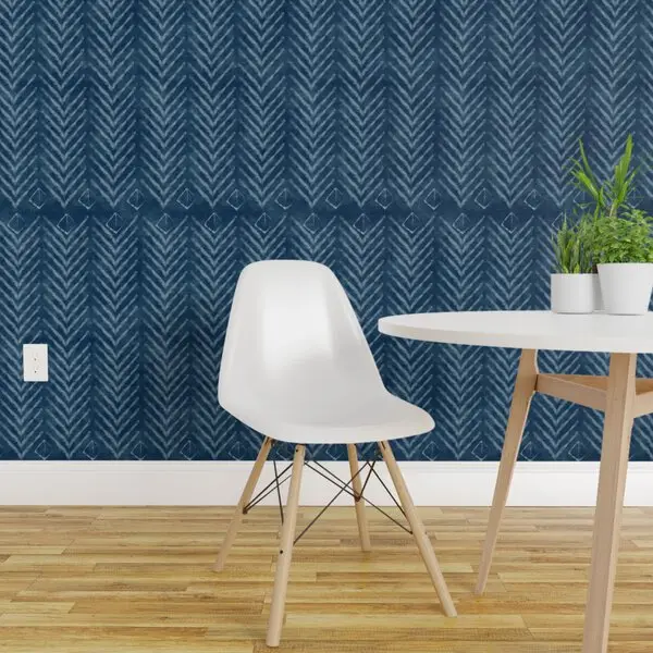 Spoonflower Batik Shibori Herringbone Tie Dye Traditional Wallpaper