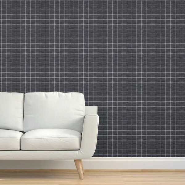 Spoonflower Grid Line Nursery Rustic Custom Pre-pasted Wallpaper