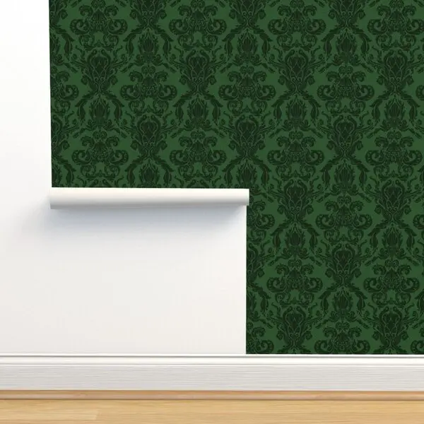 Spoonflower Cephalopod Damask Sea 100% Natural Sisal Grasscloth Wallcovering