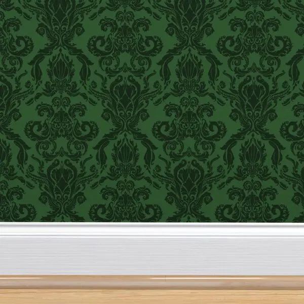 Spoonflower Cephalopod Damask Sea 100% Natural Sisal Grasscloth Wallcovering