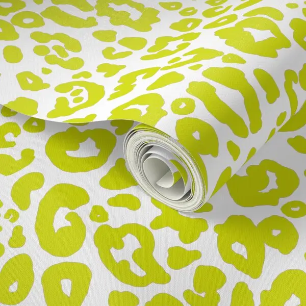 Spoonflower Chartreuse Neon Colors Bright Spring Green Traditional Wallpaper - Yellow,gray,green