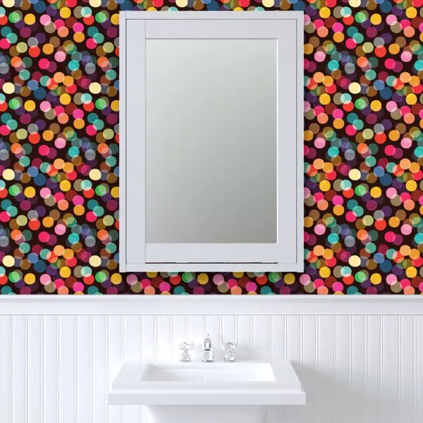 Spoonflower Bokeh Candy Dots Festive Effect Rainbow Confetti Custom Pre-pasted Wallpaper