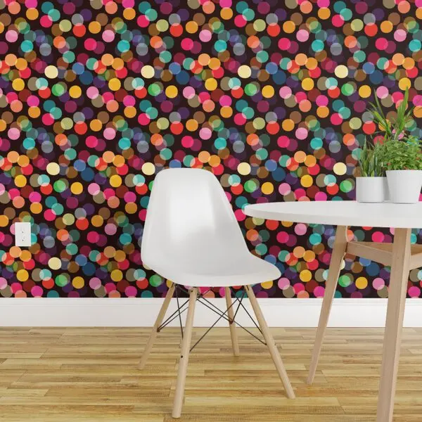 Spoonflower Bokeh Candy Dots Festive Effect Rainbow Confetti Custom Pre-pasted Wallpaper