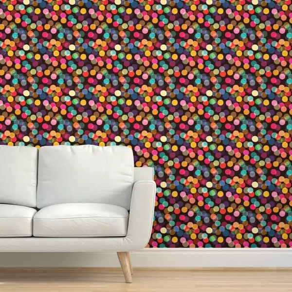 Spoonflower Bokeh Candy Dots Festive Effect Rainbow Confetti Custom Pre-pasted Wallpaper