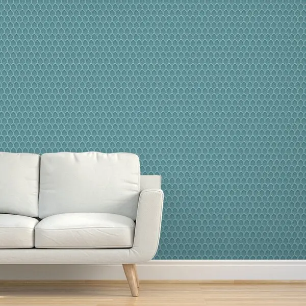 Spoonflower Teal Art Deco Fan Traditional Wallpaper