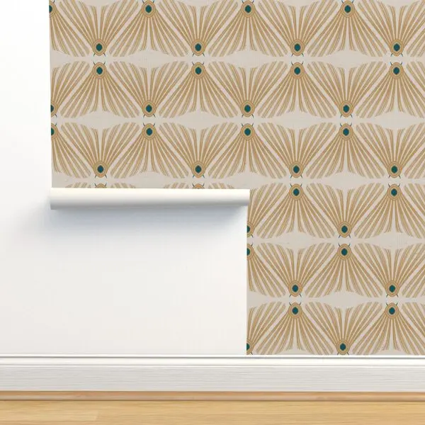 Spoonflower Art Deco Bugs 100% Natural Sisal Grasscloth Wallcovering