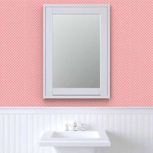 Spoonflower Coral Pastel Scalloped Scallops Escallop Scales Custom Removable Wallpaper - Pink,red