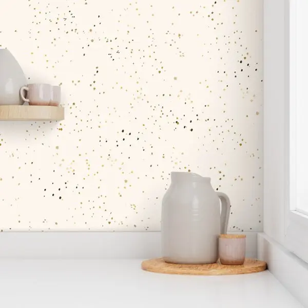 Spoonflower Gold Dots Cream Neutral Mod Glam Custom Pre-pasted Wallpaper