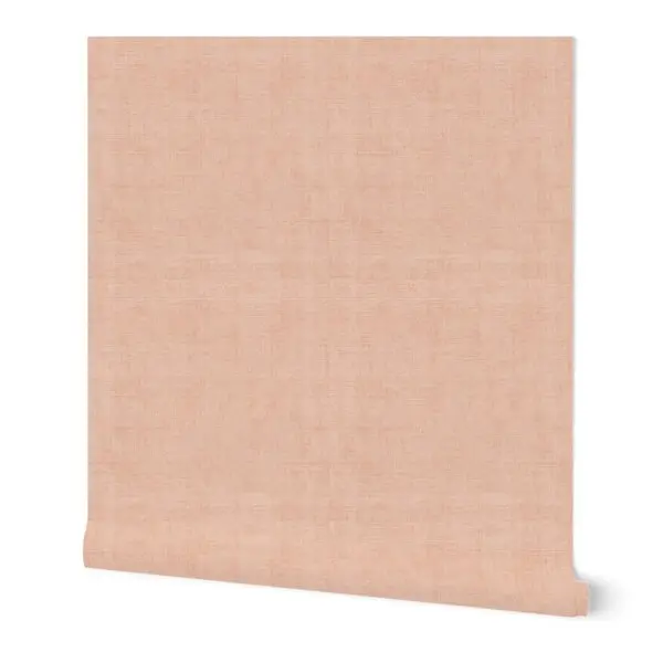 Spoonflower Canvas Texture Pink 100% Natural Sisal Grasscloth Wallcovering - Pink,beige