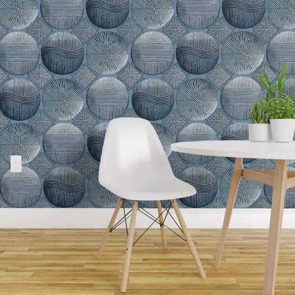 Spoonflower Diamonds Circles Abstract Contemporary Tribal Custom Pre-pasted Wallpaper