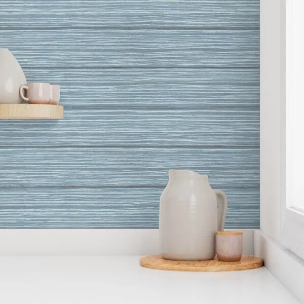 Spoonflower Wood Grain Beach House Provincial Coastal Custom Pre-pasted Wallpaper