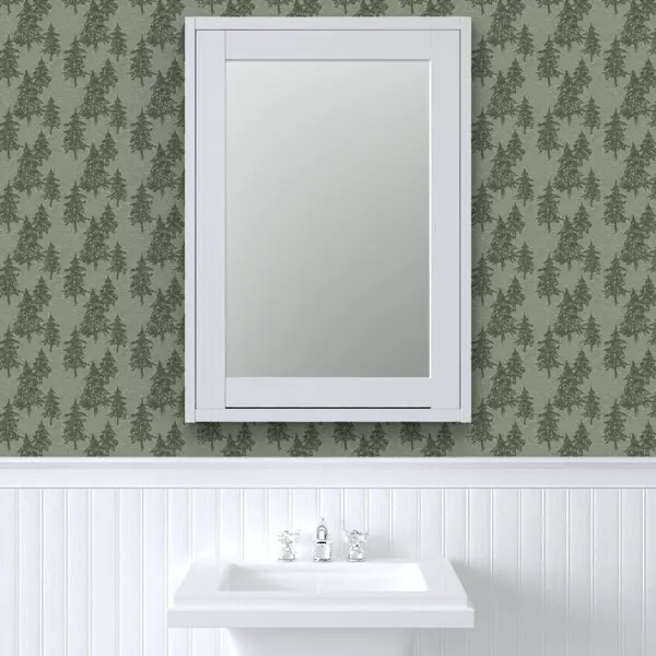 Spoonflower Small Trees Fern Forest Woodland Pine Tree Traditional Wallpaper