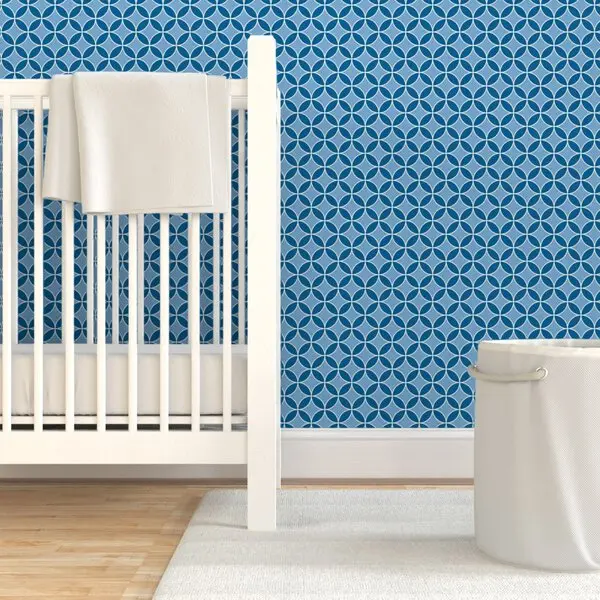 Spoonflower Home Mid Century Rings Custom Pre-pasted Wallpaper