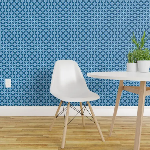 Spoonflower Home Mid Century Rings Custom Pre-pasted Wallpaper