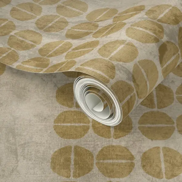 Spoonflower Abstract Beige Ivory Batik Wine Custom Pre-pasted Wallpaper - Brown,beige,green